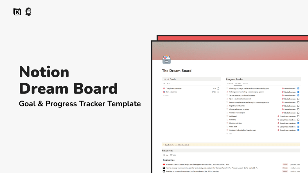The Dream Board | Prototion | Buy Notion Template