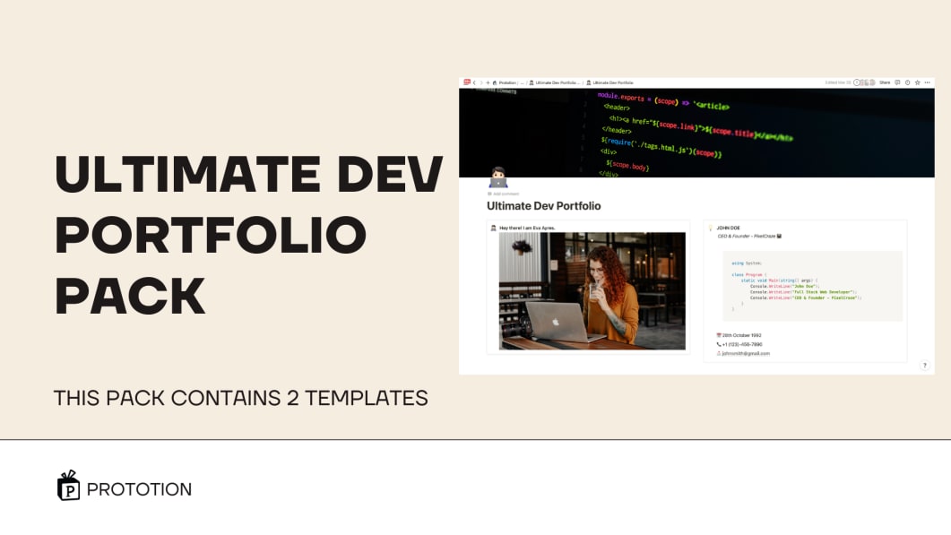 Ultimate Dev Portfolio | Prototion | Get Notion Template