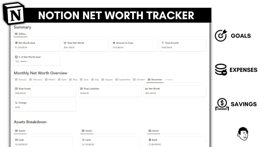 Notion Net Worth Tracker | Prototion | Buy Notion Template
