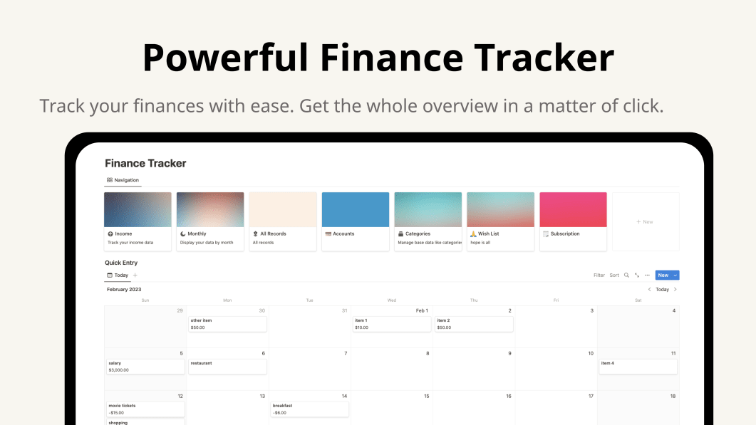 Powerful Finance Tracker| Prototion | Buy Notion Template