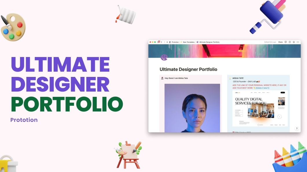 Ultimate Designer Portfolio | Prototion | Notion Template