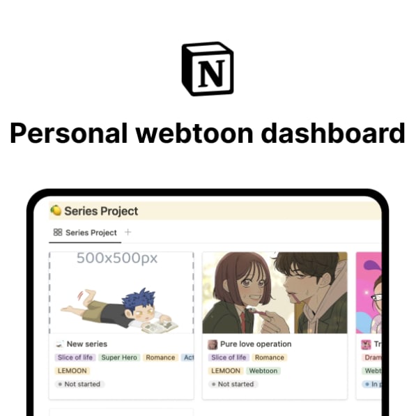 Personal Webtoon Dashboard| Prototion | Get Notion Template