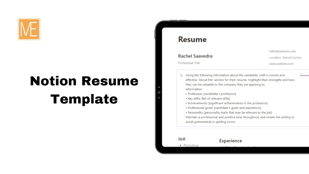 Resume a Notion Template | Prototion | Get Notion Template