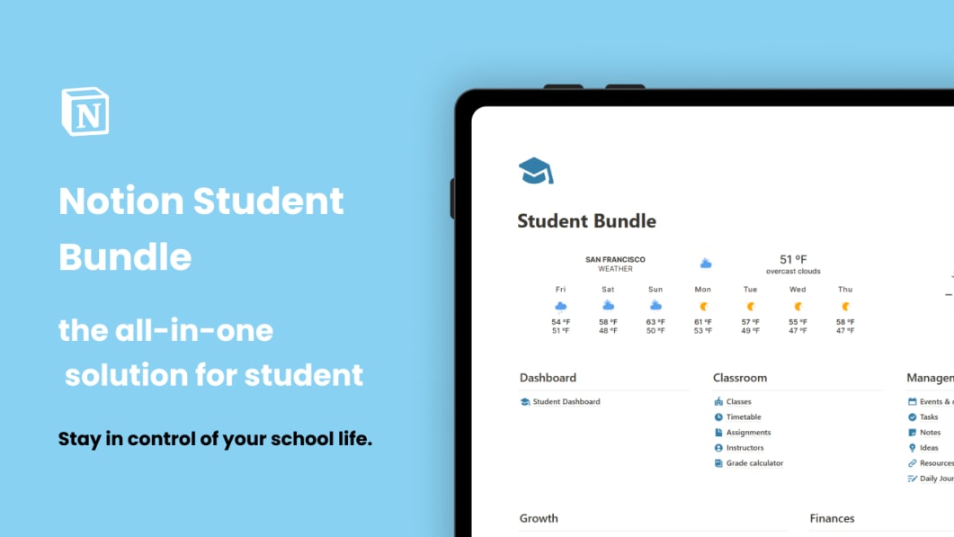 Notion Student Bundle | Prototion | Buy Notion Template