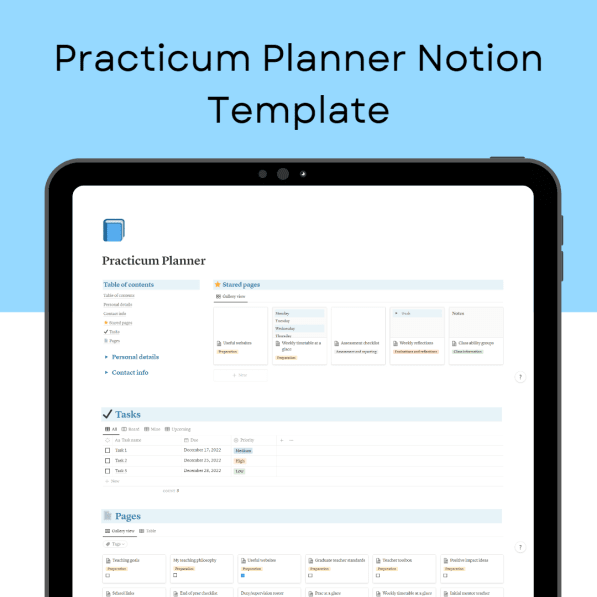 Practicum Planner | Prototion | Buy Notion Template