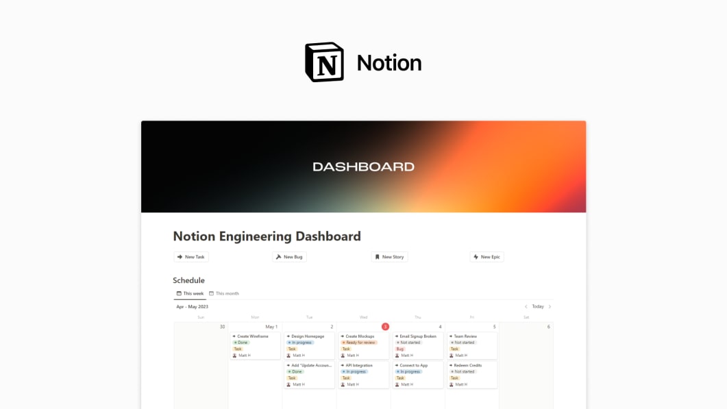 Notion Engineering Dashboard - Notion Template