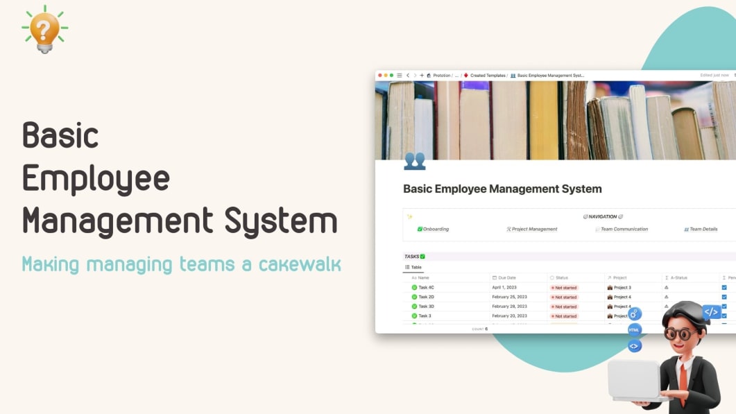 Basic Employee Management System | Prototion |NotionTemplate