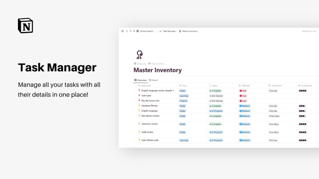 Task Manager | Prototion | Get Notion Template