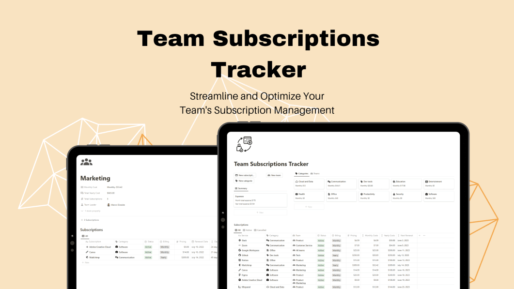 Team Subscriptions Tracker | Prototion