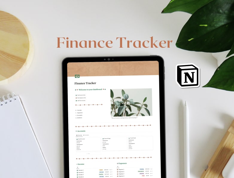 Aesthetic Notion Template Finance Tracker | Prototion