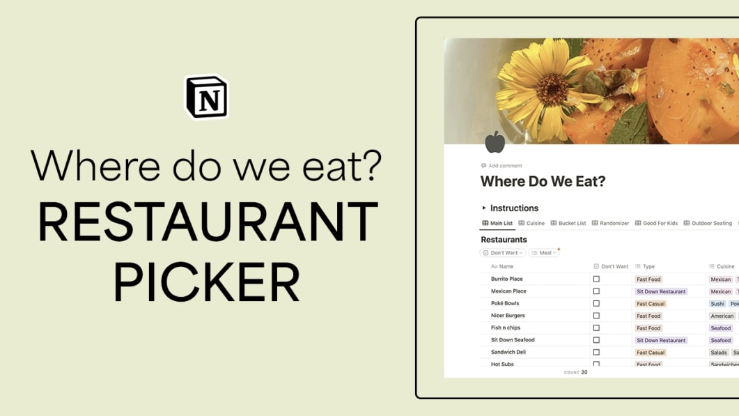 Where do we eat? Restaurant Picker