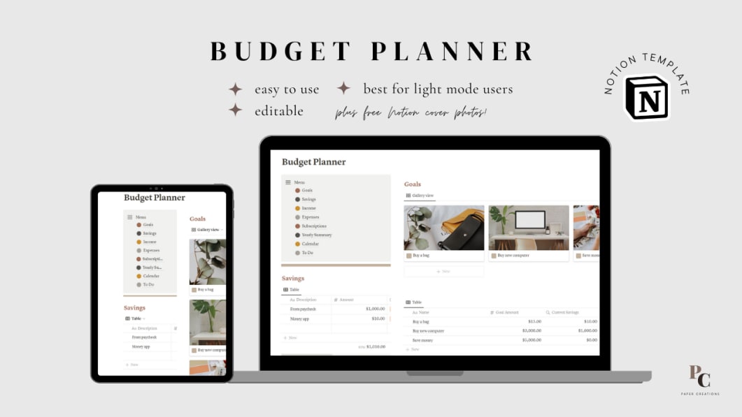 Minimalist, Comprehensive Budget Planner