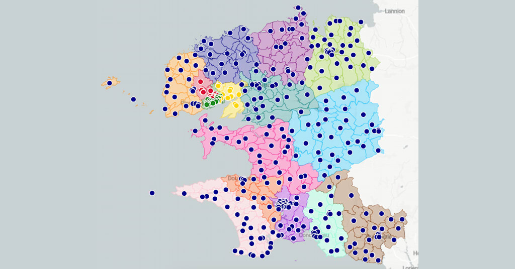 Carte des écoles et des circonscriptions du Finistère | FSU-SNUipp 29