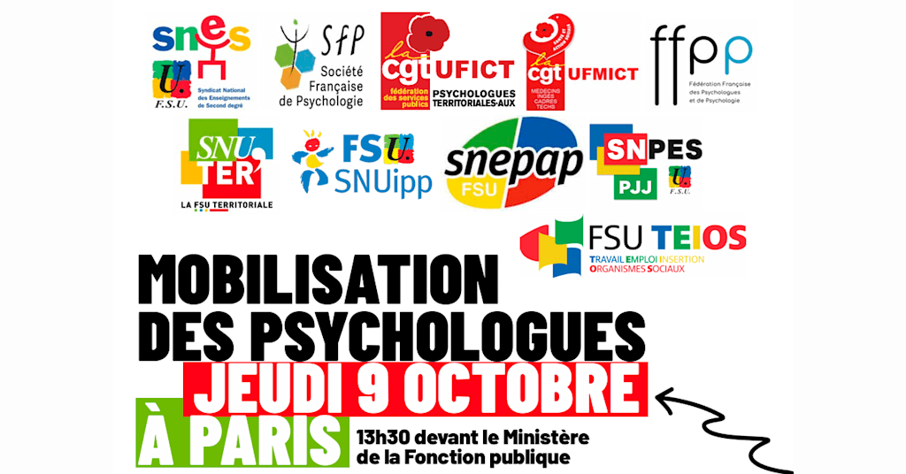 MOBILISATION DES PSYCHOLOGUES JEUDI 9 OCTOBRE À PARIS 13h30 devant le ...