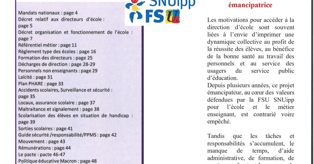 Guide «Aide à l'entretien de direction» 2023 | FSU-SNUipp 06