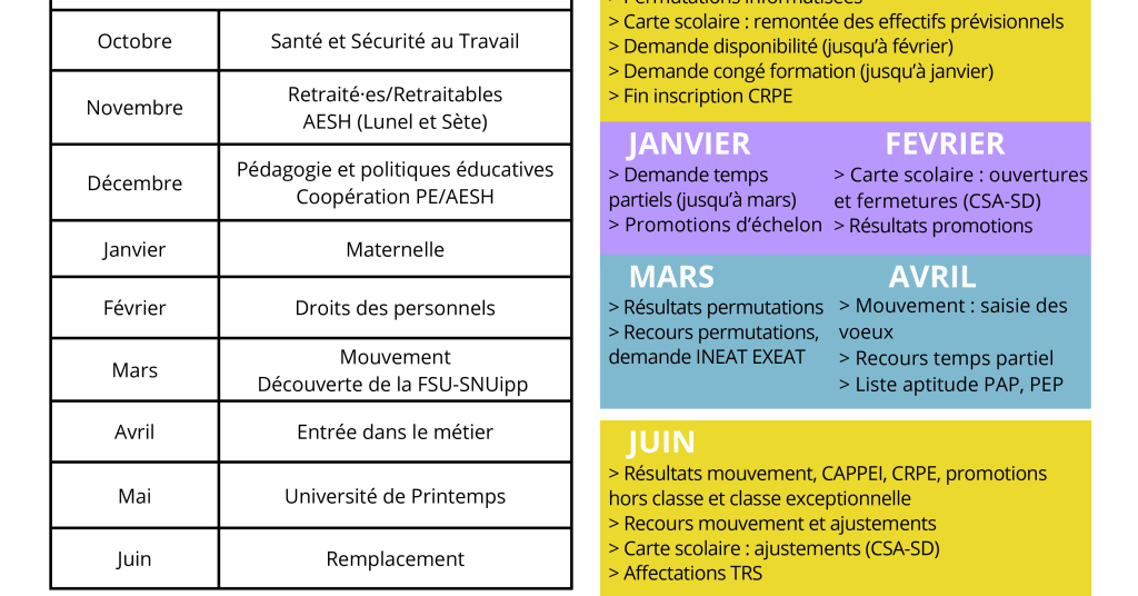 Calendrier des stages 2024-25 et comment s'y inscrire | FSU-SNUipp 34