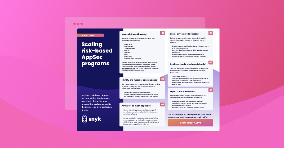 6 steps for scaling risk-based AppSec programs | Snyk