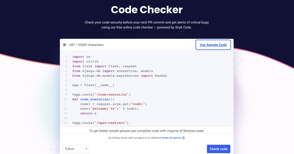 Code Checker Free Code Security Tool Powered By AI Snyk Code Checker Free Code Security Tool Powered By AI Snyk