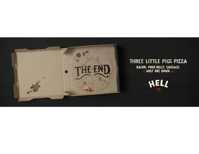 Three delicious free-range pigs go to market: Hell Pizza promotes ...