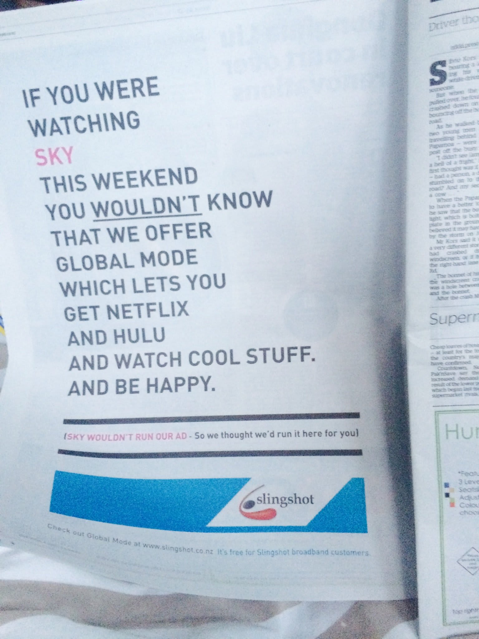 Slingshot tries to turn Sky, TVNZ and MediaWorks advertising snub into ...