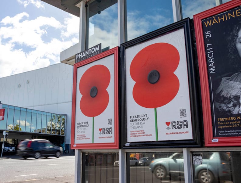 RSA's red poppy takes to the streets via Phantom - stoppress.co.nz