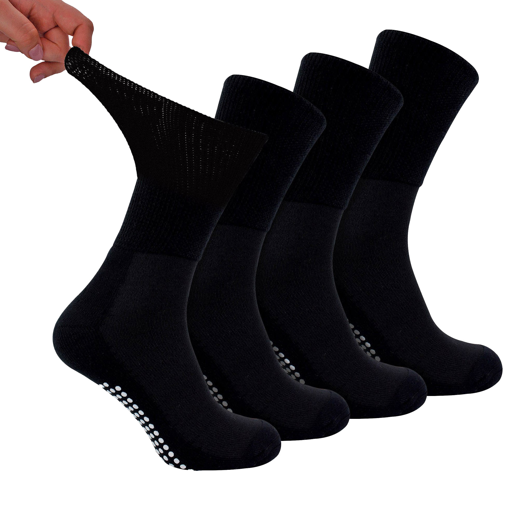 4 Pack Diabetic Non Slip Socks With Grips | Dr.Socks | Extra Wide Socks ...