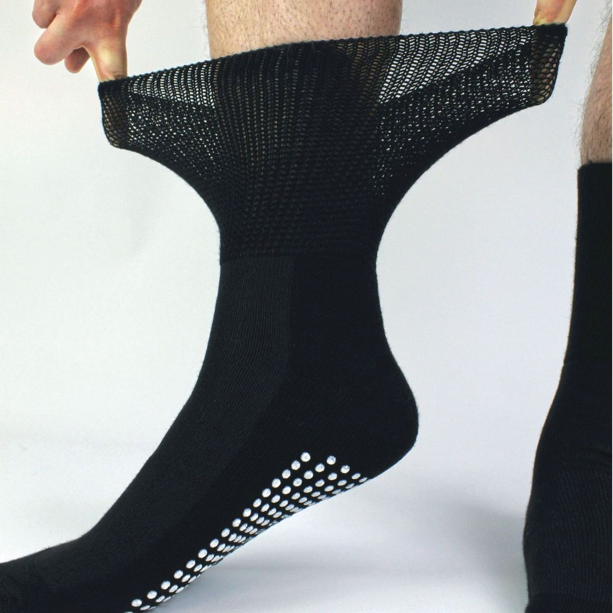 4 Pack Diabetic Non Slip Socks With Grips | Dr.Socks | Extra Wide Socks ...