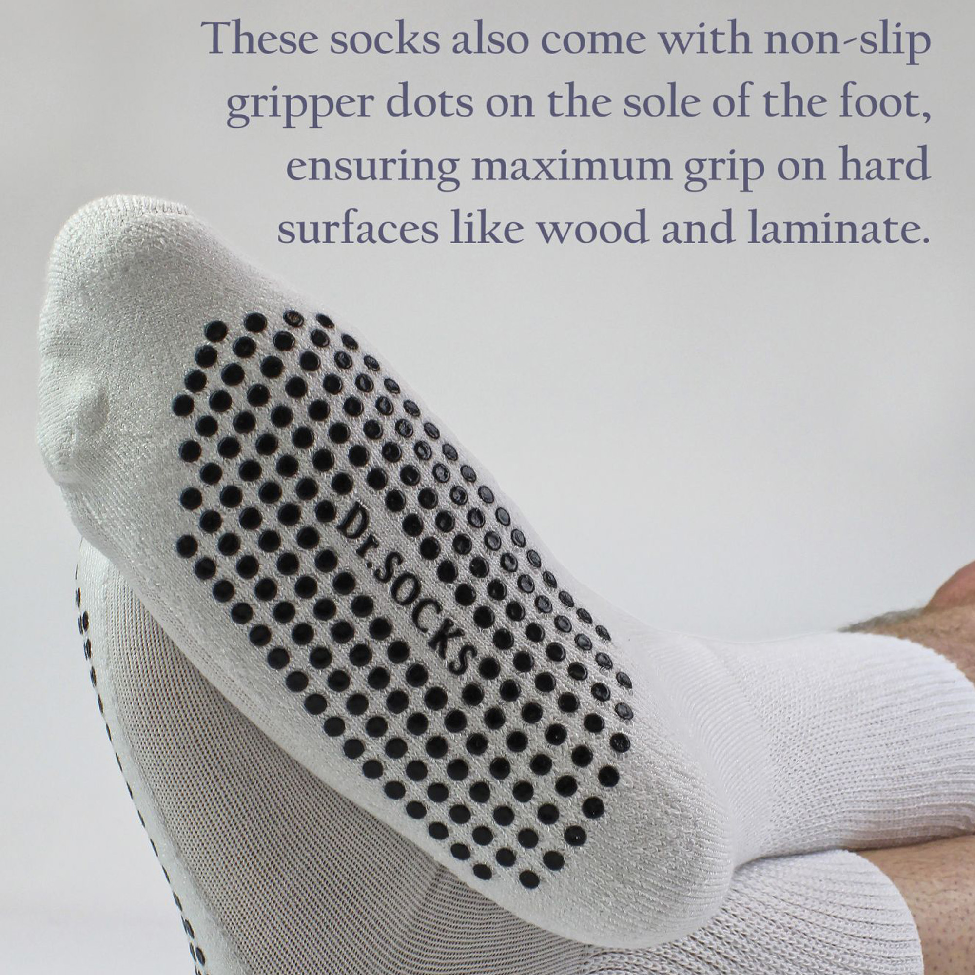 4 Pack Diabetic Non Slip Socks With Grips | Dr.Socks | Extra Wide Socks ...