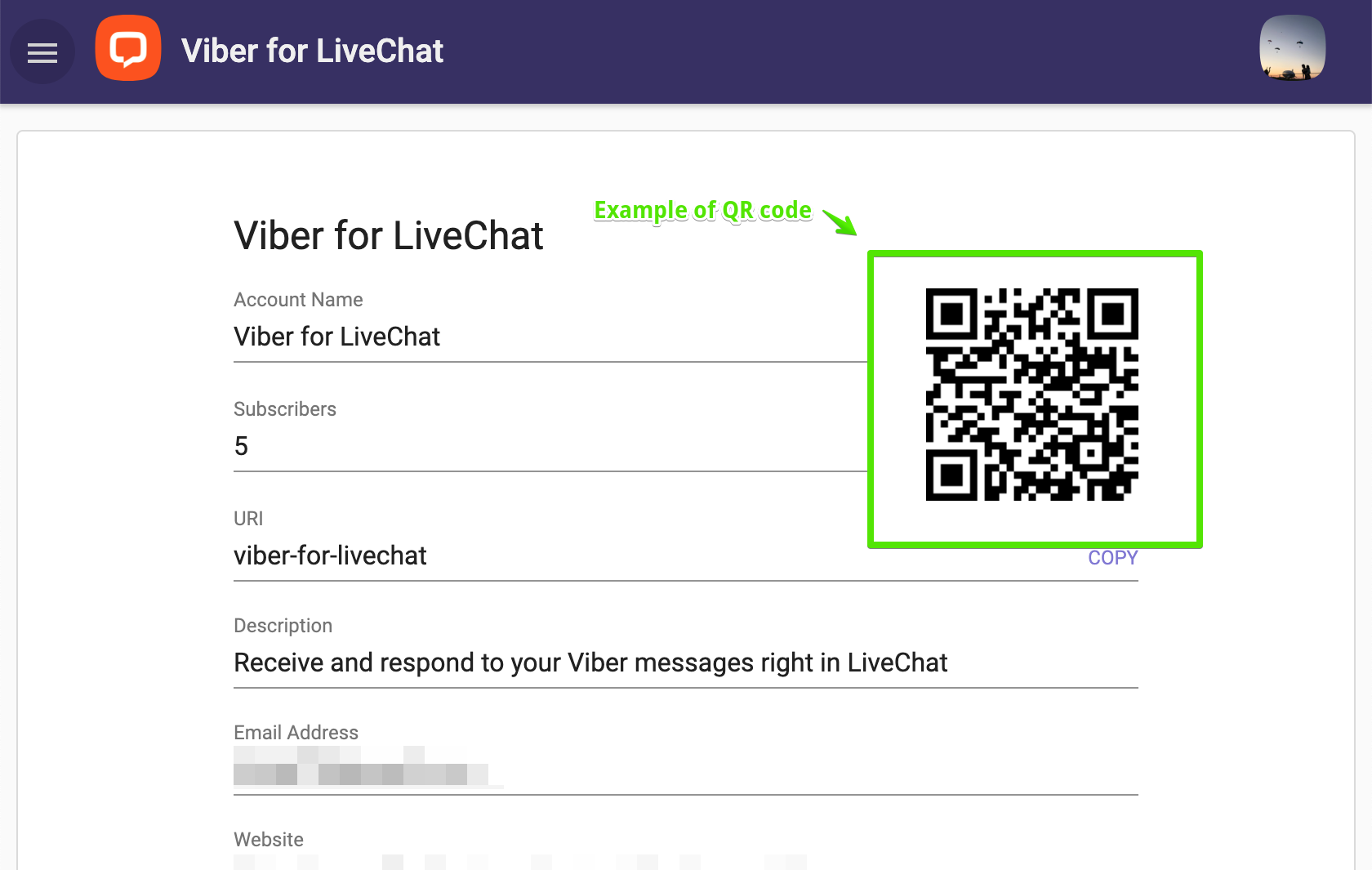 Viber for LiveChat