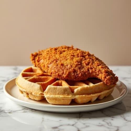 Crispy Baked Chicken with Fluffy Whole Wheat Waffles