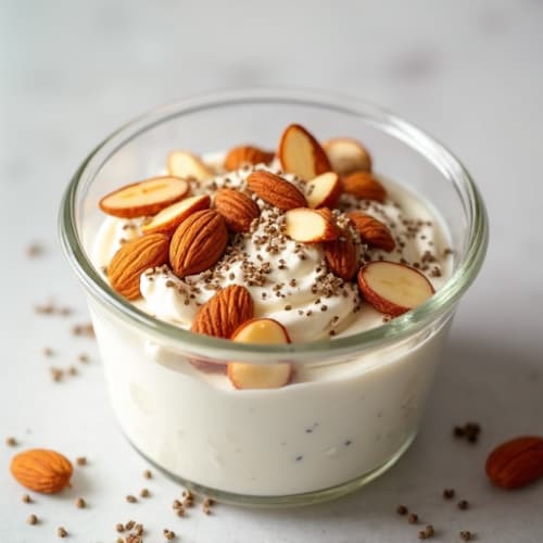Greek Yogurt with Sliced Almonds and Chia Seeds