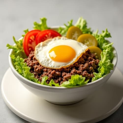 Lean Ground Beef Big Mac Bowl with Crispy Lettuce and Creamy Special Sauce