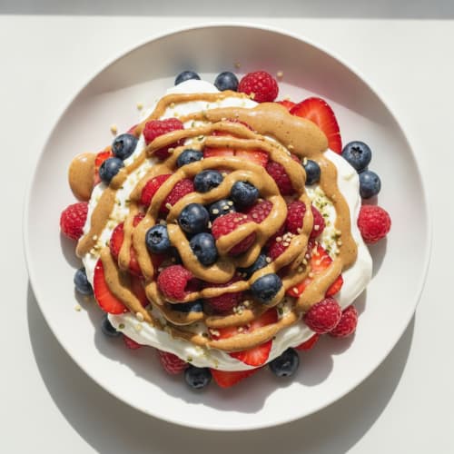 Creamy Greek Yogurt Parfait with Mixed Berries and Almond Butter