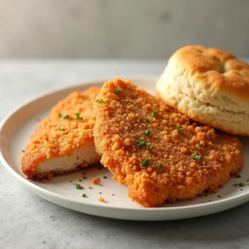 Crispy Baked Chicken with Fluffy Whole Grain Biscuits