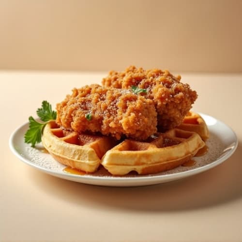 Crispy Baked Chicken with Fluffy Whole Grain Waffles