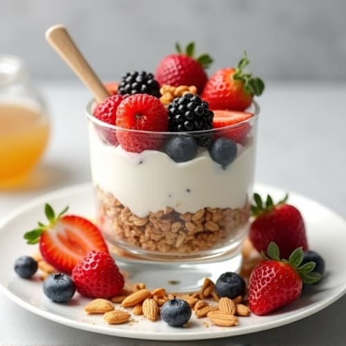 Crunchy Greek Yogurt Parfait with Honey-Roasted Almonds