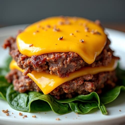 Lean Roast Beef and Melted Sharp Cheddar Stack with Sautéed Spinach