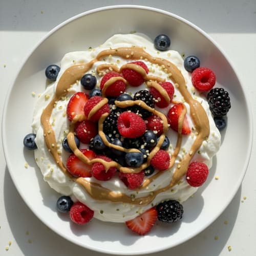 Greek Yogurt Protein Mousse with Mixed Berries