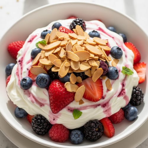 Greek Yogurt Protein Parfait with Mixed Berries and Almonds