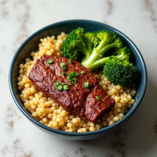 Lean Ground Beef and Crispy Roasted Broccoli Bowl