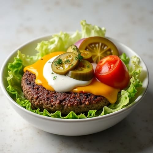 Lean Ground Beef Cheeseburger Bowl with Creamy Special Sauce