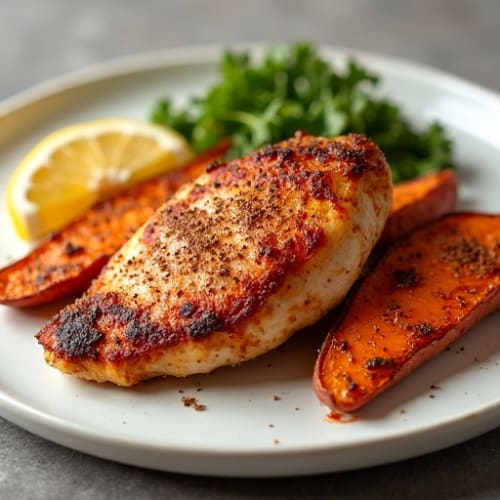 Crispy Sheet Pan Chicken with Cinnamon-Spiced Sweet Potatoes