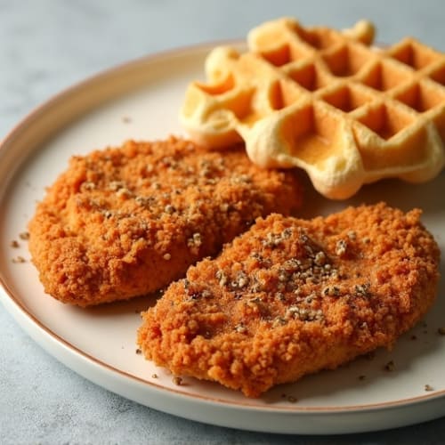 Crispy Baked Chicken with Fluffy Whole Grain Waffles