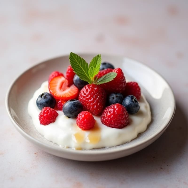 Creamy Greek Yogurt with Protein Powder and Mixed Berries
