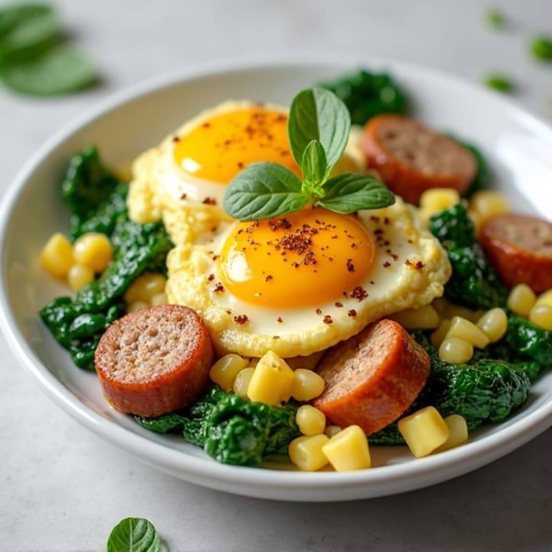 Egg White Scramble with Turkey Sausage and Spinach