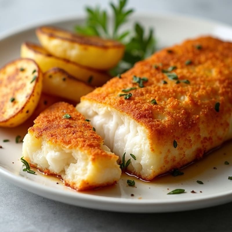 Crispy Baked Cod with Roasted Potato Wedges