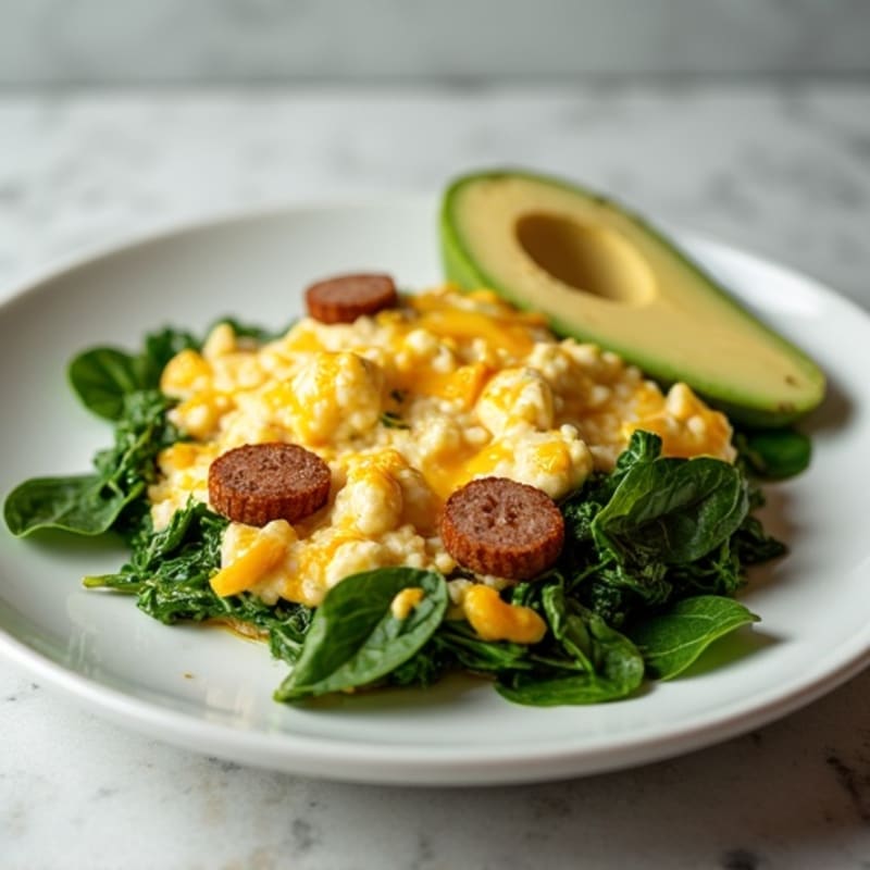 Egg White and Turkey Sausage Scramble with Spinach