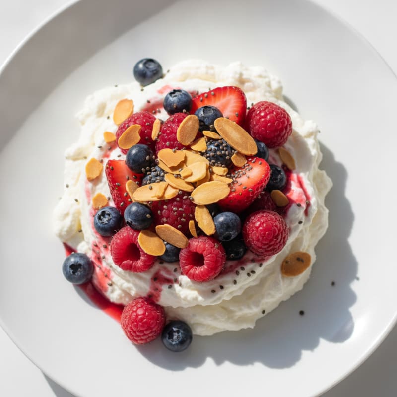 Greek Yogurt Protein Mousse with Mixed Berries