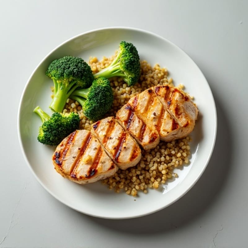 Grilled Turkey Breast with Roasted Broccoli and Quinoa