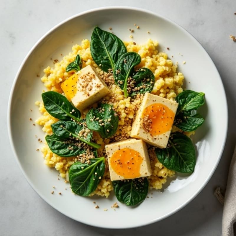Silken Tofu and Spinach Scramble with Hemp Seeds